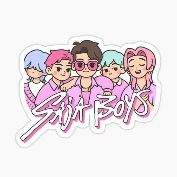 "Saja Boys cute cartoon style sticker design with logo" Sticker for ...