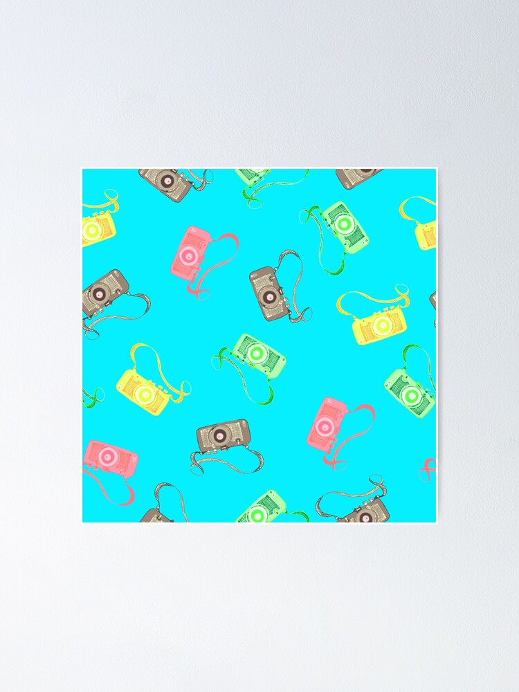 "Cute hand drawn vintage photo cameras print" Poster for Sale by ...