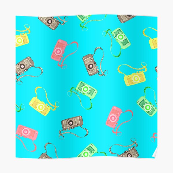 "Cute hand drawn vintage photo cameras print" Poster for Sale by ...