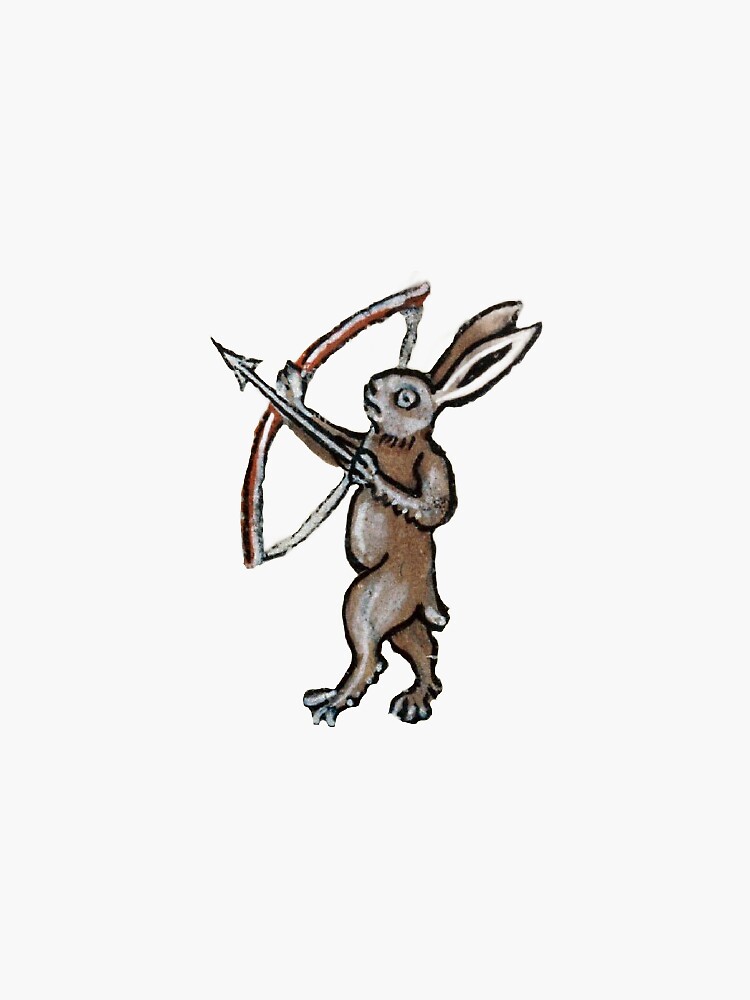 "Funny Medieval Marginalia Rabbit – Weird Medieval Art" Sticker for ...