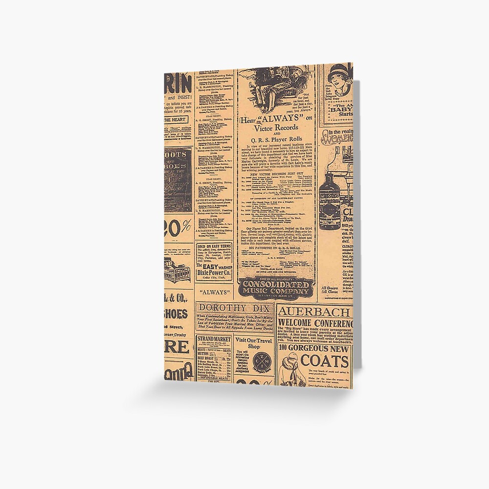 " Old Newspaper Page Look" Greeting Card for Sale by CroDesign | Redbubble