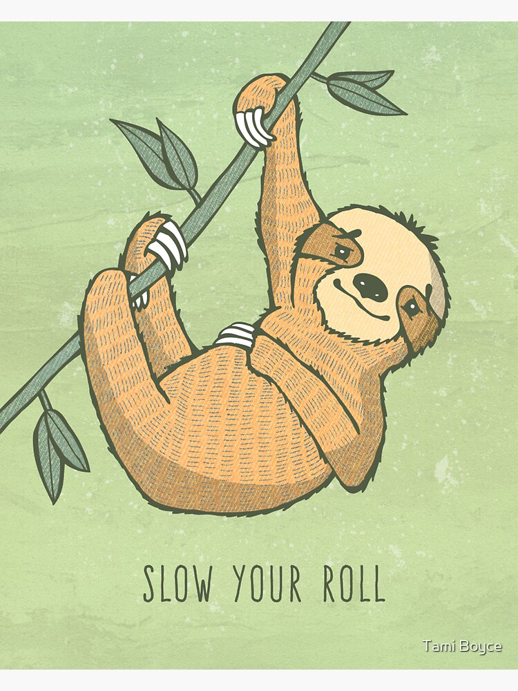 "Sloth, "Slow Your Roll"" Sticker by tamiboyce | Redbubble