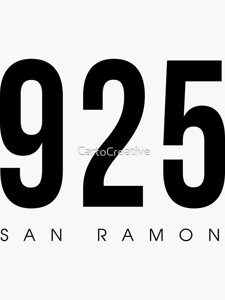 "San Ramon, CA - 925 Area Code design" Sticker by CartoCreative | Redbubble