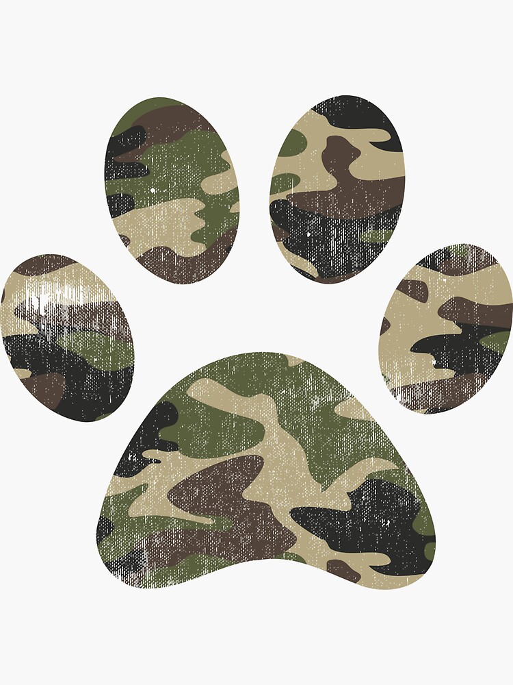"Vintage Camouflage Dog Paw Print " Sticker for Sale by DSweethearts ...