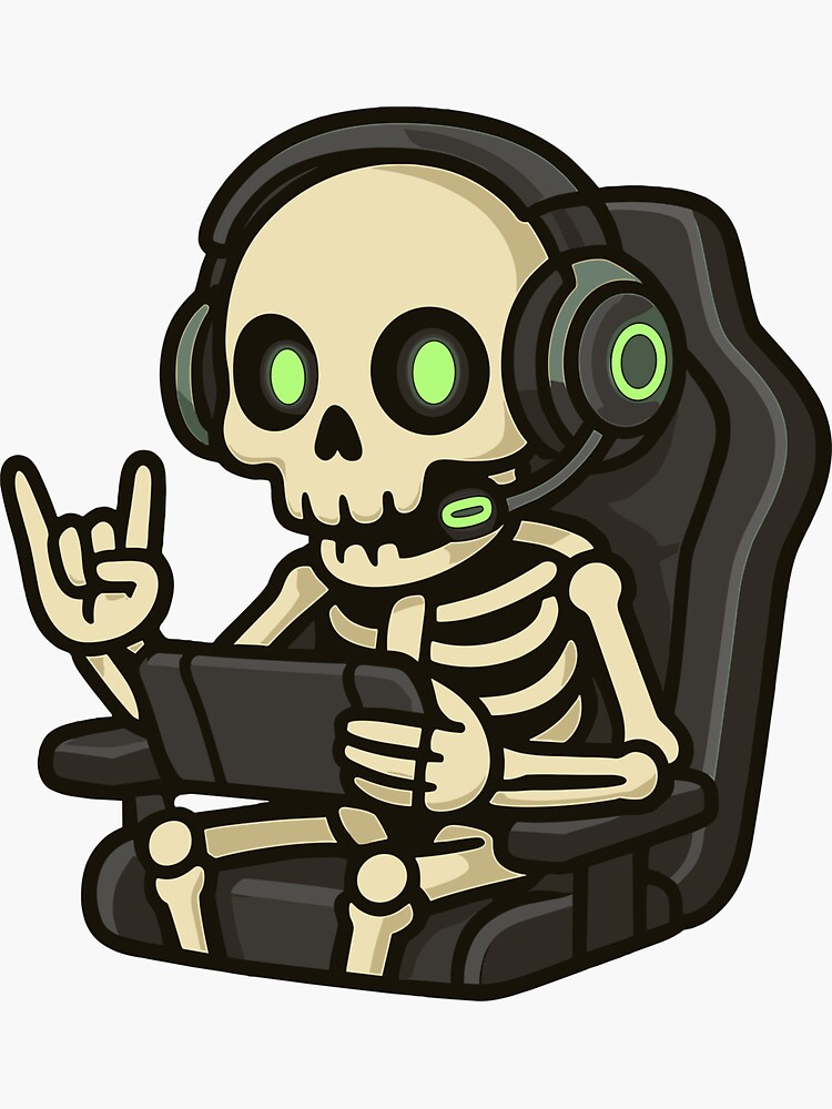 "Gamer Skeleton Video Game Halloween" Sticker for Sale by Cute-Nature ...