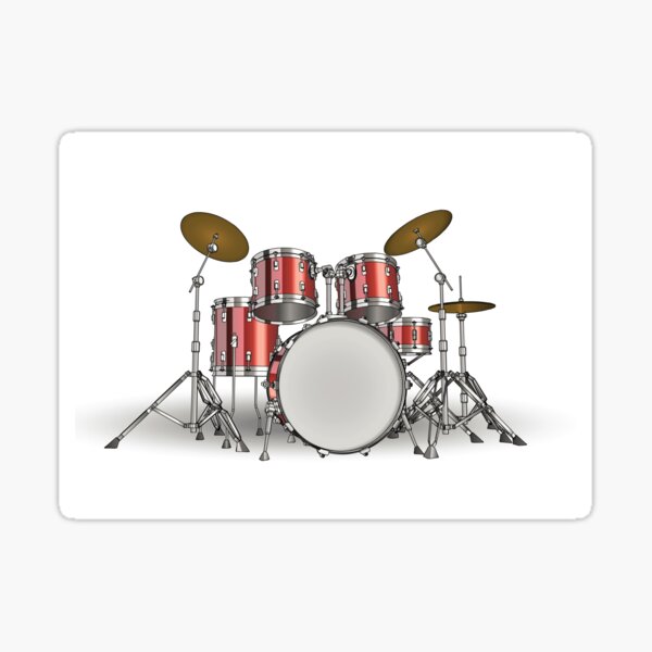 "Red Drum Kit" Sticker by PZAndrews | Redbubble