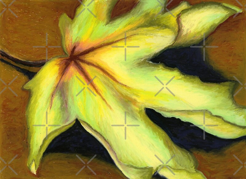 "Oil Pastel Autumn Leaf" by Jennifer Freeman | Redbubble