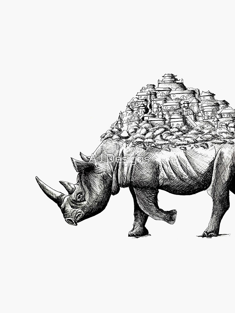 "Rhino City" Sticker for Sale by AJ-Bismilla | Redbubble