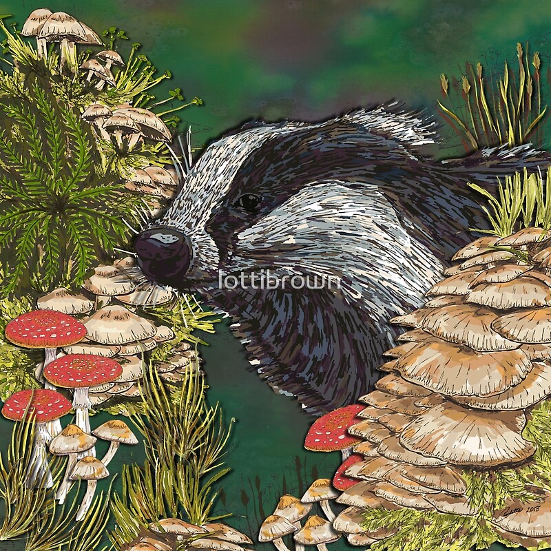 "Badger Woodland Walk" by lottibrown | Redbubble
