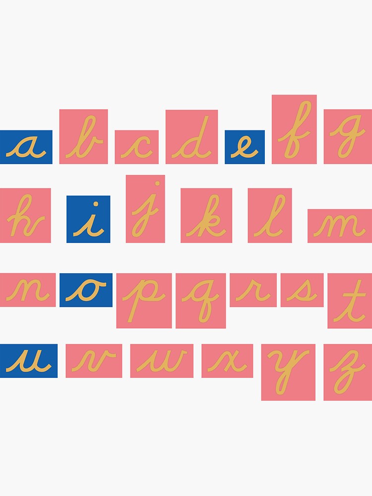 "Montessori Sandpaper Letters Cursive Alphabet Tiles" Sticker for Sale ...