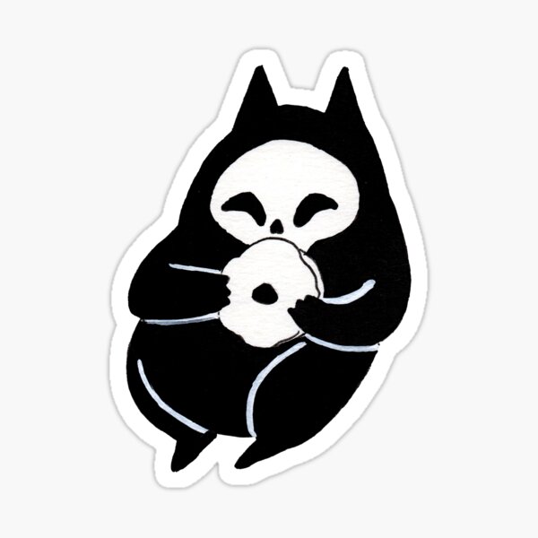 "Skull Kitty Doughnut" Sticker for Sale by PoesProcess | Redbubble