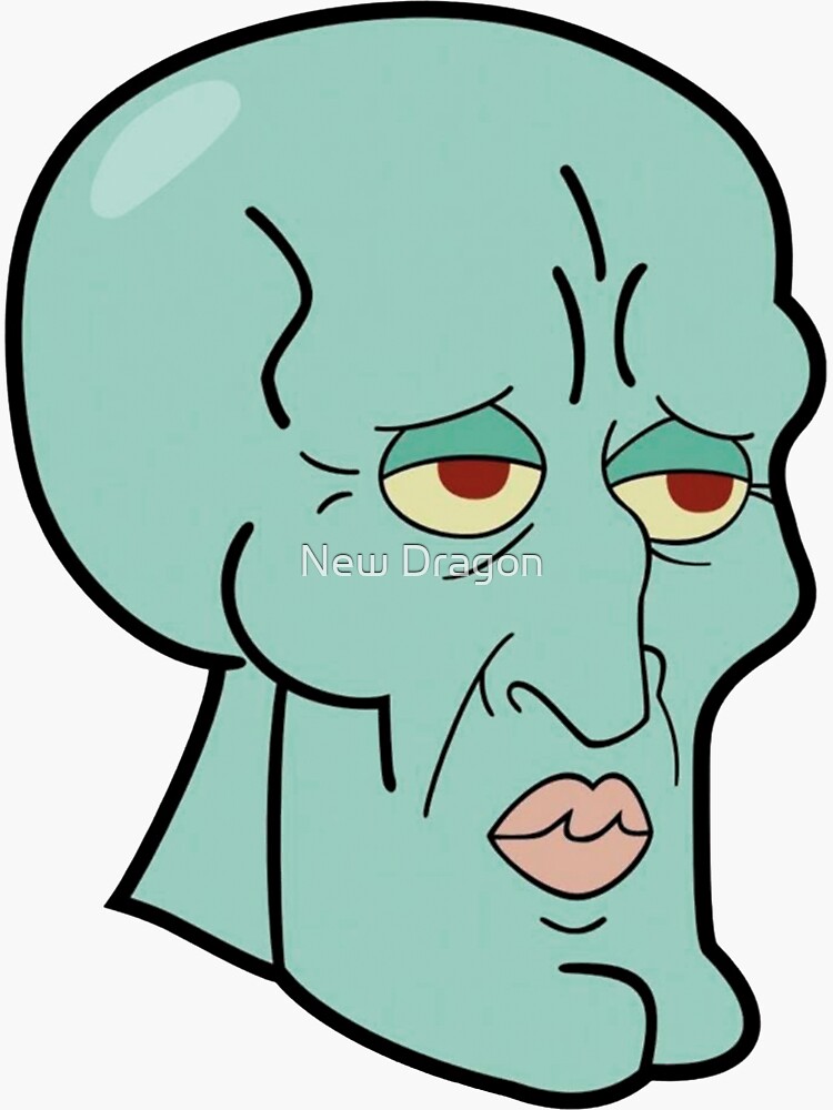 "Handsome Squiddy – Funny Meme Face Art" Sticker for Sale by ...