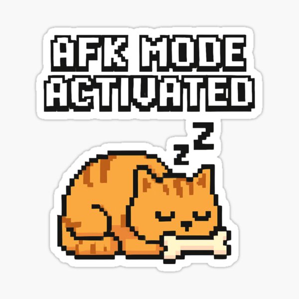 "AFK Mode Activated – Pixel Cat" Sticker for Sale by SlomianyPisarz ...