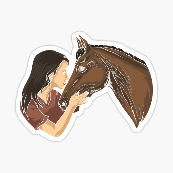 "Girl Kissing A Horse - Horse Riding Horse Riding" Sticker for Sale by ...