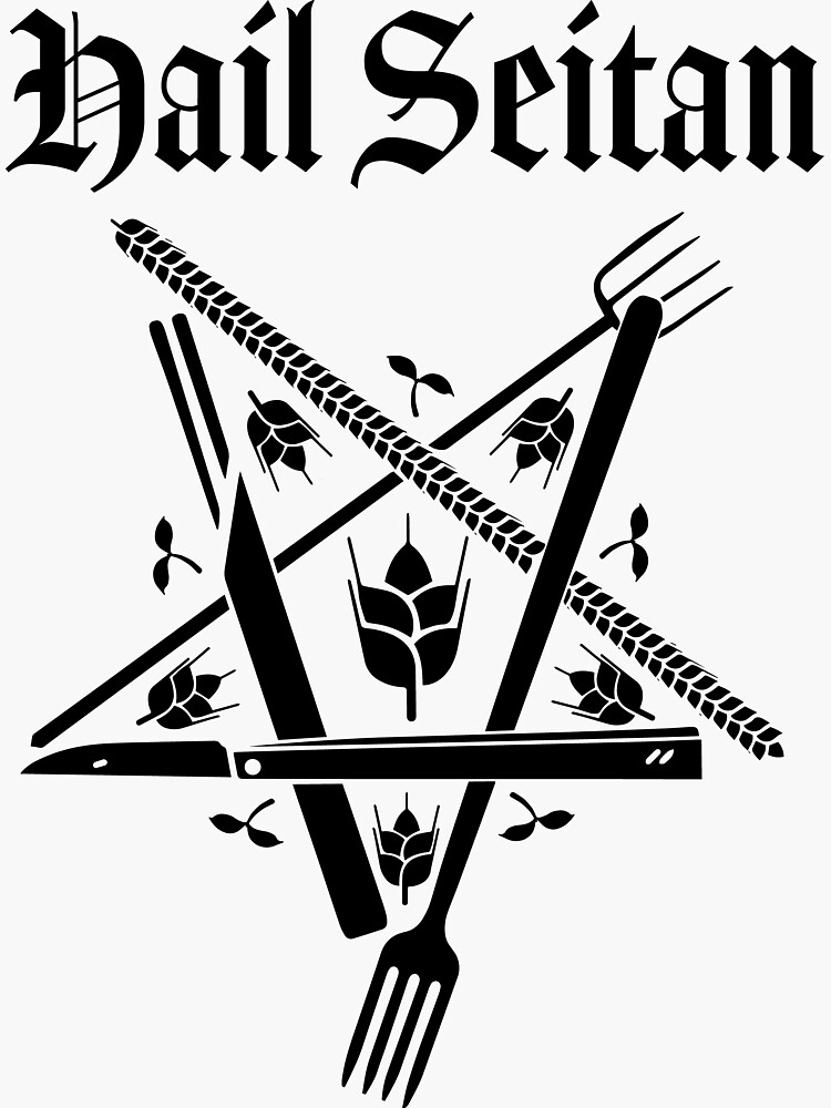 "Hail Seitan (Black)" Sticker for Sale by boschki | Redbubble