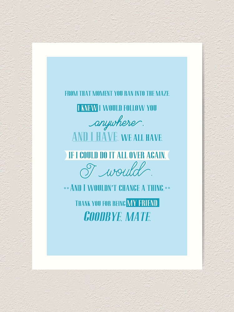 "Newt Letter to Thomas - The Maze Runner" Art Print for Sale by ...