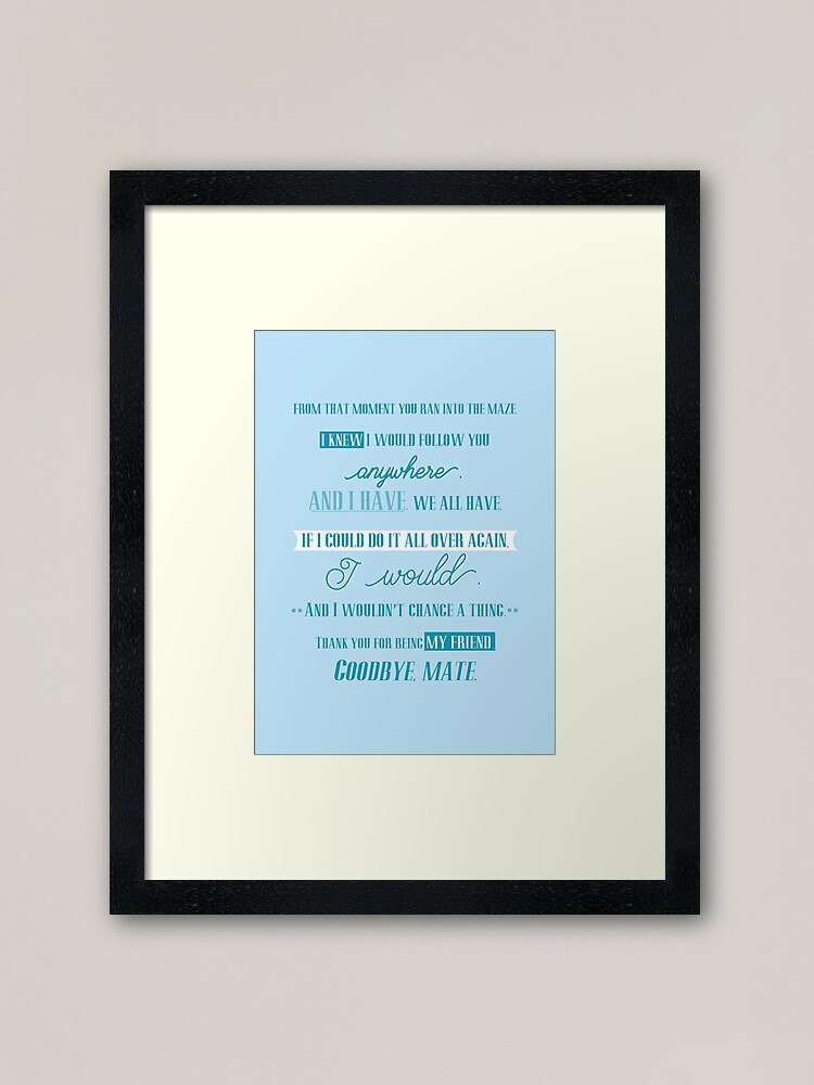 "Newt Letter to Thomas - The Maze Runner" Framed Art Print for Sale by ...