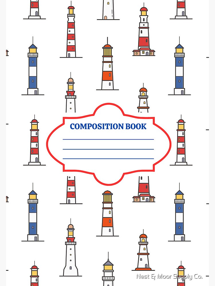 "Red, White, & Blue Lighthouses - Composition Notebook" Journal for ...