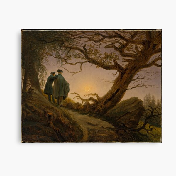 Two Men Contemplating The Moon Canvas Prints | Redbubble