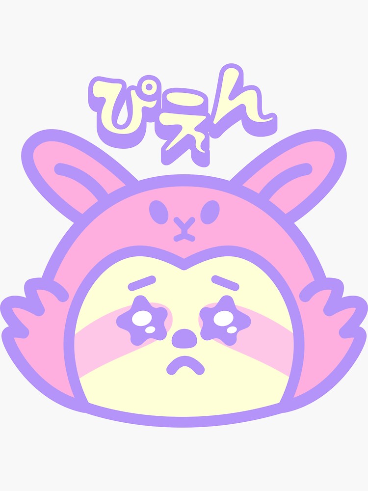"Pien - Cute Crying Bunny Sloth, Funny Japanese Meme" Sticker for Sale ...