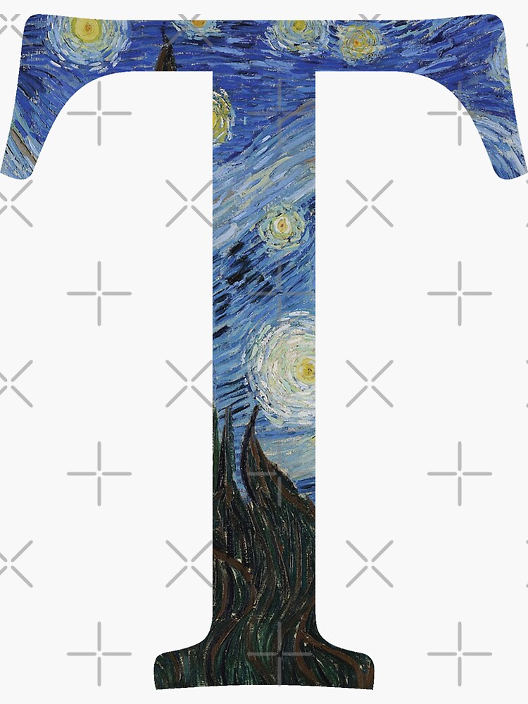 "Starry Night Alphabet - T" Sticker for Sale by evelynri15 | Redbubble
