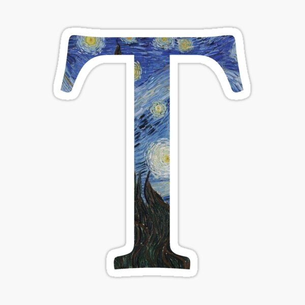 "Starry Night Alphabet - T" Sticker for Sale by evelynri15 | Redbubble