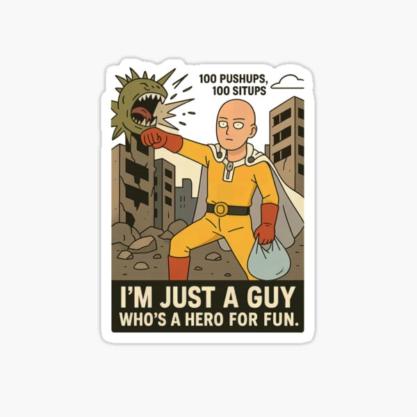 "Saitama – Hero for Fun Meme Fan Art" Sticker for Sale by ...