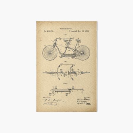 "1889 Patent Velocipede Tandem Bicycle archival history invention" Art ...
