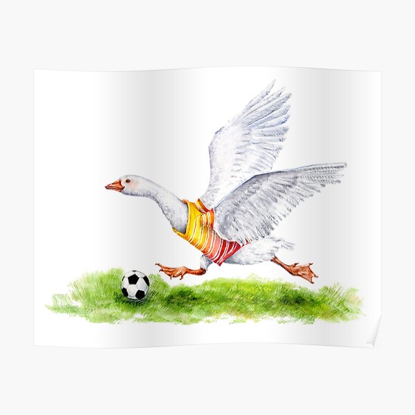 Póster «Soccer Goose corriendo con un balón de fútbol» de Goosi | Redbubble