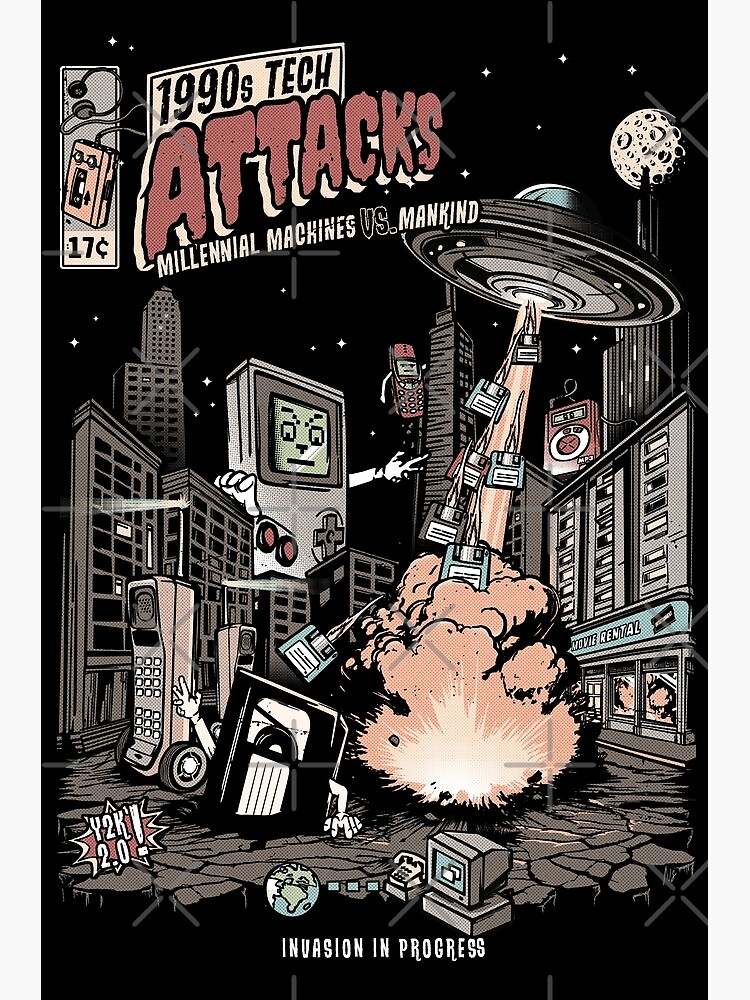 "1990s Tech Attacks Funny Computer" Poster for Sale by PinkPlatypus ...