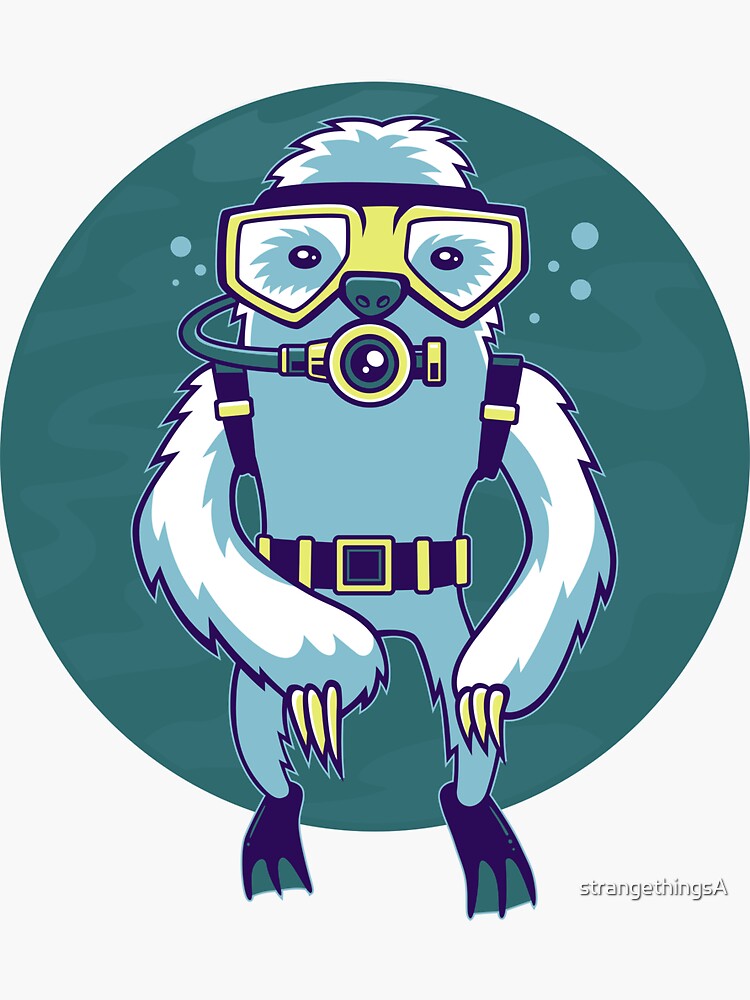 "Scuba Sloth" Sticker for Sale by strangethingsA | Redbubble