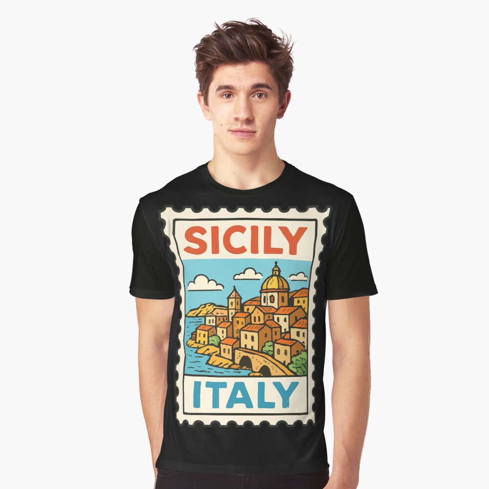 "Sicily Italy Retro Stamp Travel" Sticker for Sale by TomFrontierArt ...