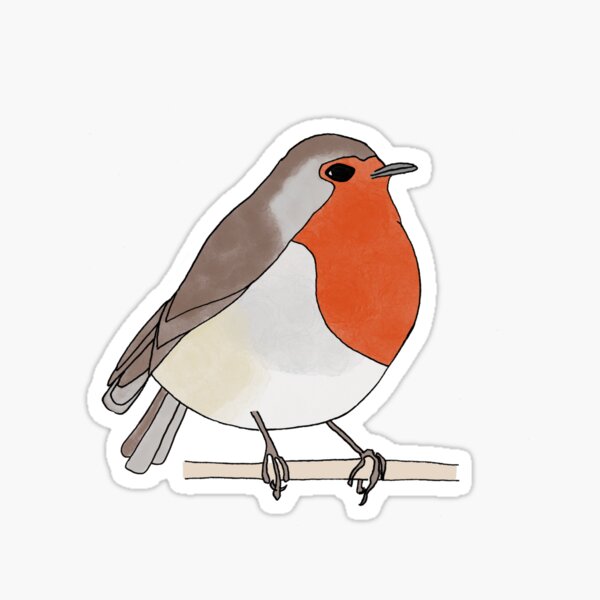 "Look for the Robin! Friendly quirky red-breasted Robin :-)" Sticker ...