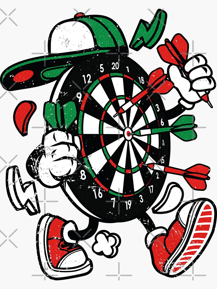 "Retro Darts Game Cartoon" Sticker for Sale by SoccaTamam | Redbubble
