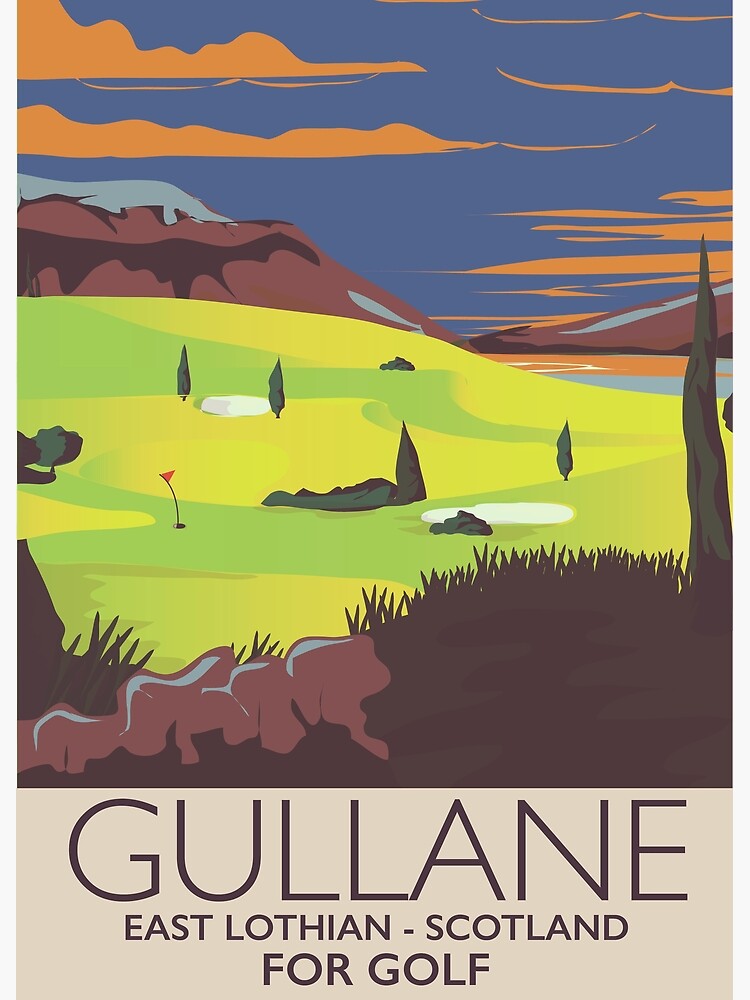 Lámina metálica «Cartel del golf de Gullane, East Lothian, Escocia.» de ...
