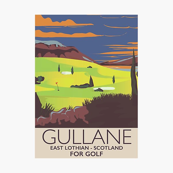 Lámina fotográfica «Cartel del golf de Gullane, East Lothian, Escocia ...