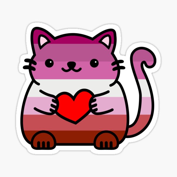 "Lesbian Pride Flag Kitty" Sticker by ilexdesigns | Redbubble