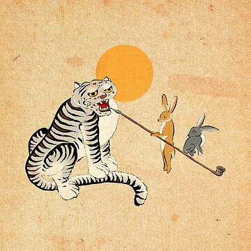 "Minhwa: Tiger and Rabbits B Type (Korean traditional/folk art ...
