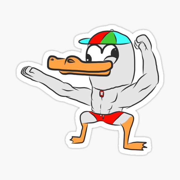 "Muscle duck" Sticker by JesseTheAwesome | Redbubble