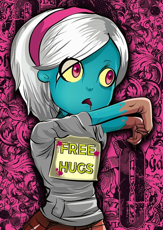 "Free Hugs Walking Dead Zombie Hippie Girl" by DesignDinamique | Redbubble