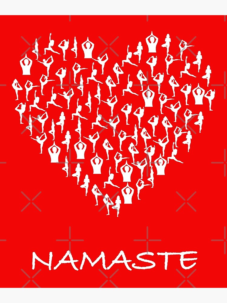 "Namaste Yoga Heart With Tiny Yoga Poses Meditation Shirt" Poster by ...