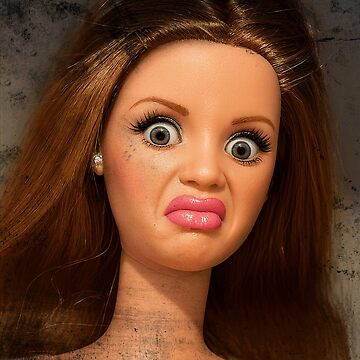"Disgusted Doll Meme Face – Funny Retro Doll Reaction" Sticker for Sale ...