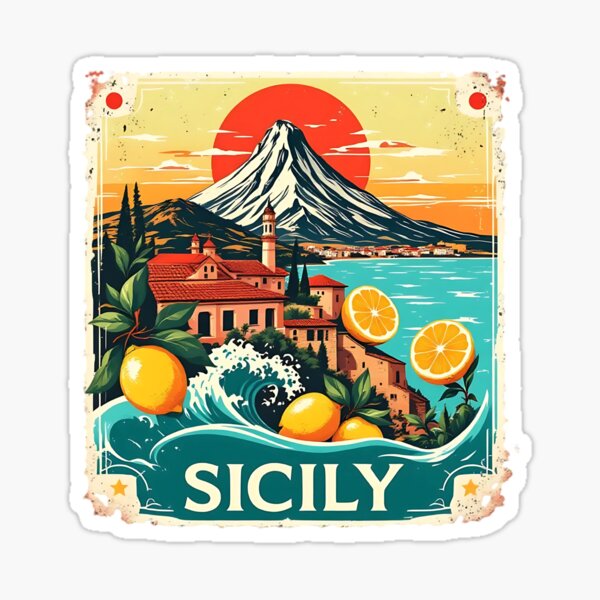 "sicily stamp" Sticker for Sale by creativechaster | Redbubble
