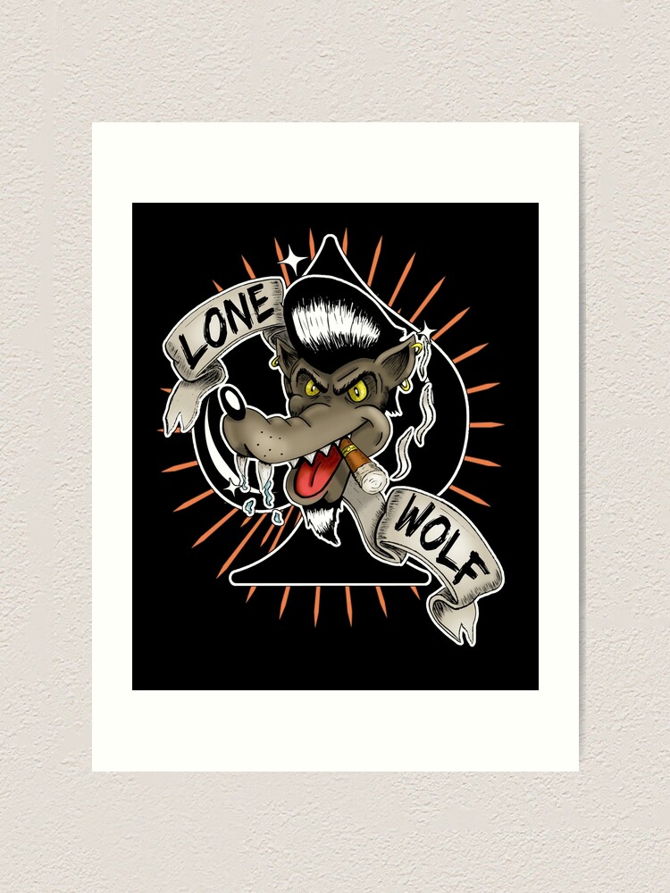 "Rockabilly lone wolf" Art Print for Sale by Krypticart | Redbubble