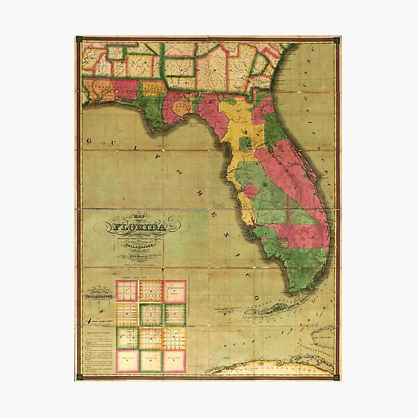 "Map of Florida (1829)" Photographic Print for Sale by allhistory ...