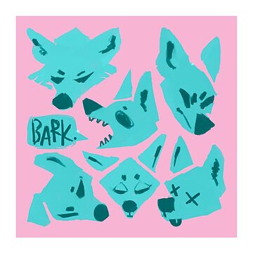 "moody dogs bark (pink and cyan wolf pattern)" Sticker for Sale by ...