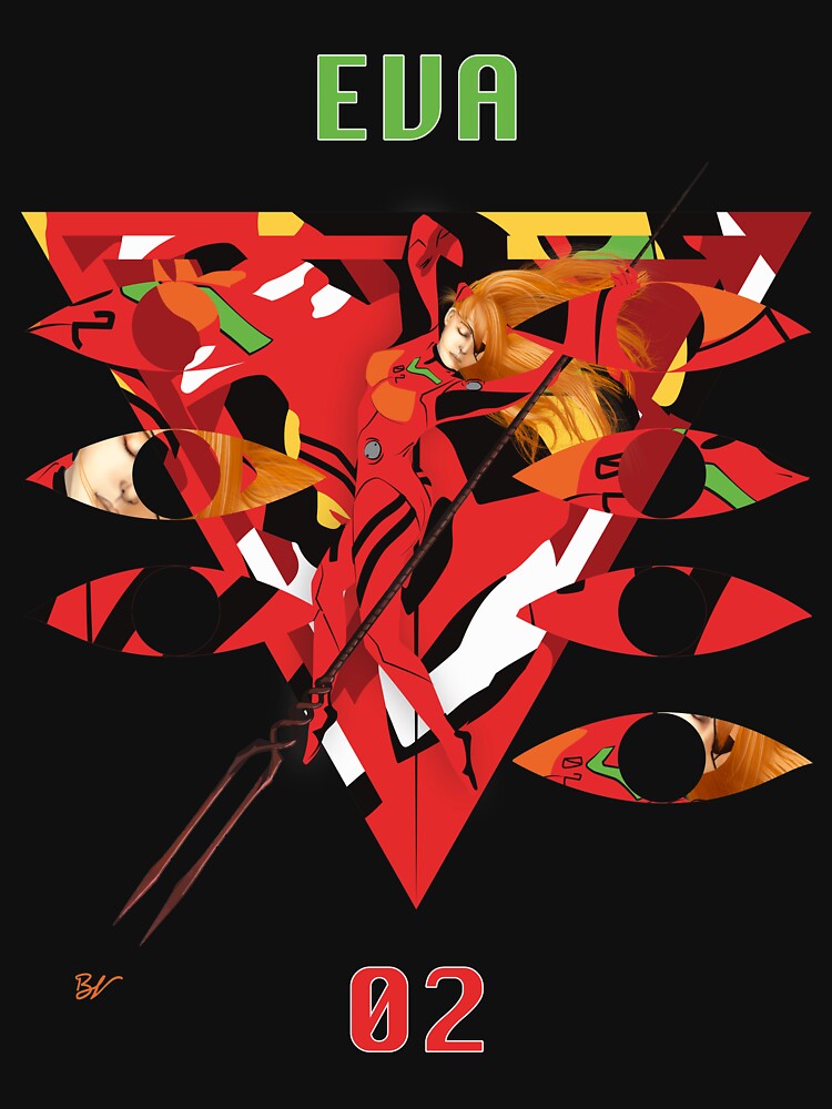 "Eva 02" T-shirt for Sale by BlueVein | Redbubble | evangelion t-shirts ...