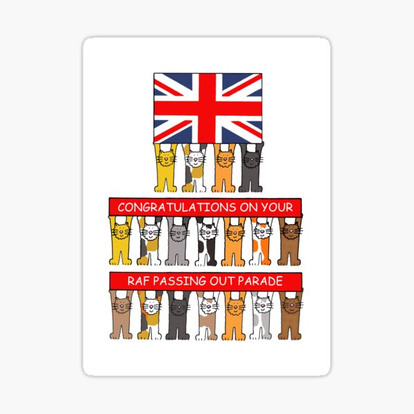 "RAF Passing Out Parade Congratulations Cartoon Cats" Sticker by ...