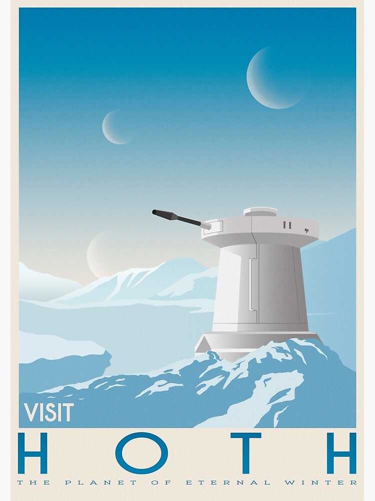 "Hoth poster. Starwars retro travel. Ice planet. Tauntaun movie. Empire ...