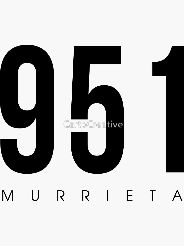 "Murrieta, CA - 951 Area Code design" Sticker for Sale by CartoCreative ...
